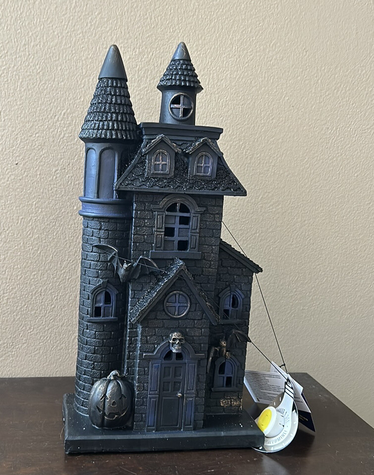 Moonlight Manor Haunted House Light Up Led New Black Halloween Decor 15 ...