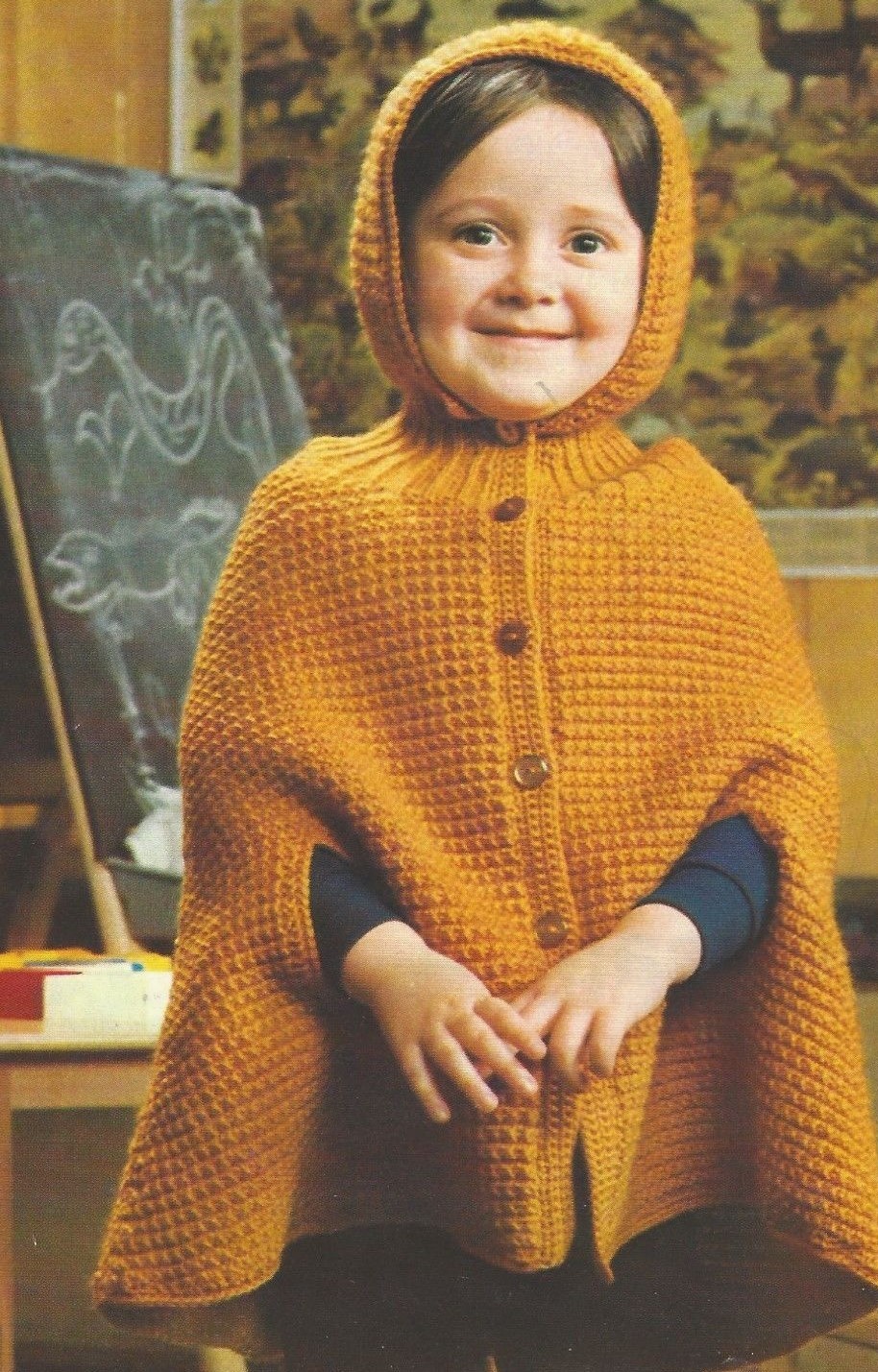 Girls Hooded Cape Knitting Pattern Baby 20-26" DK 1049 | eBay UK