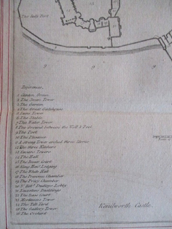 Vtg. Print. PLAN OF KENILWORTH CASTLE,ANTIQUITIES, ENGLAND, WALES, 1780 ...