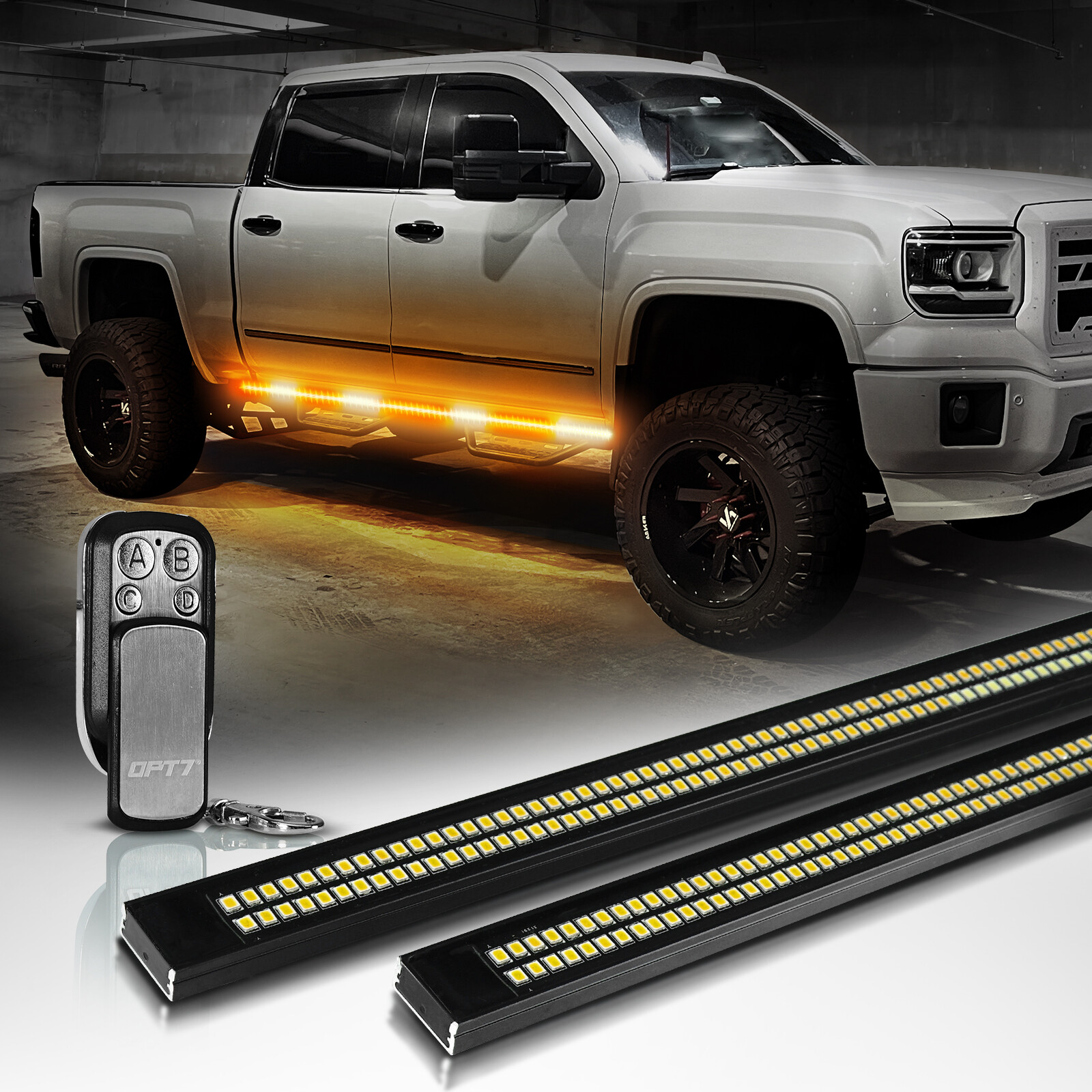 60" Running Board LED Light Side Step Aluminum Bar Amber Turn Signal w ...