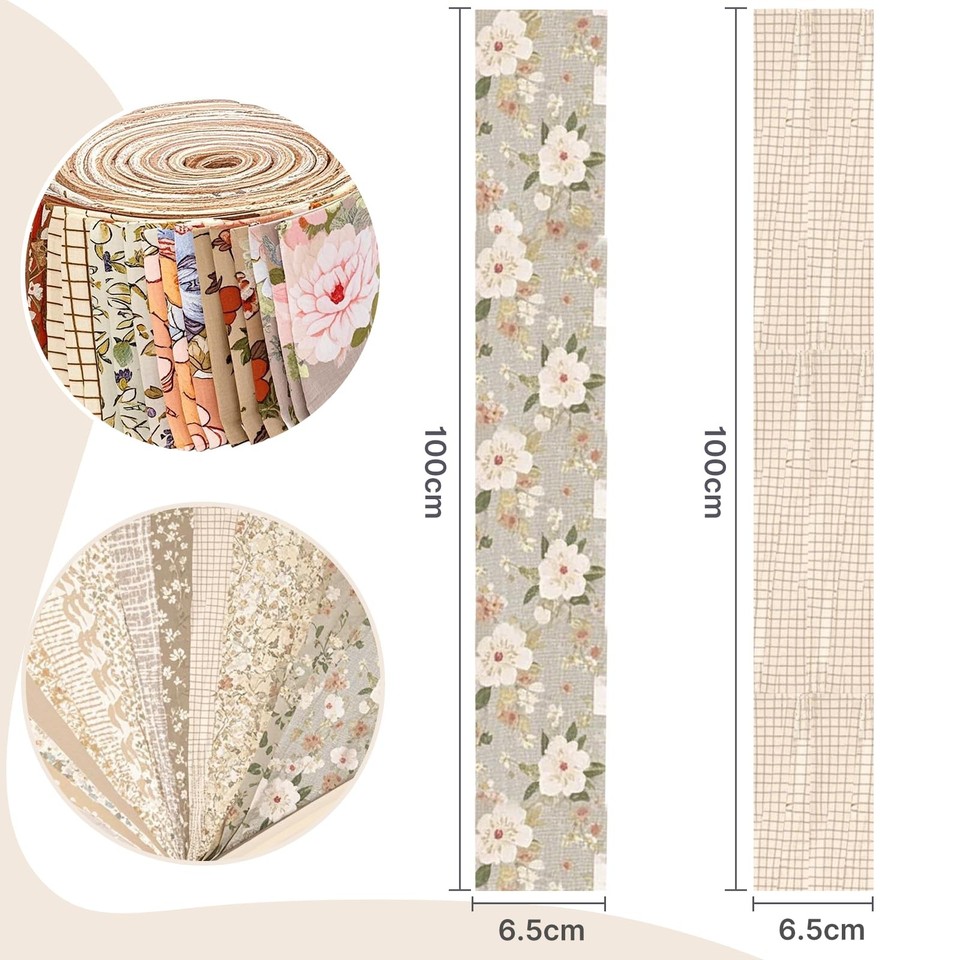 42 PCS Jelly Roll Fabric Strips 2.6 Inch Cotton Floral Bundles Quilting ...