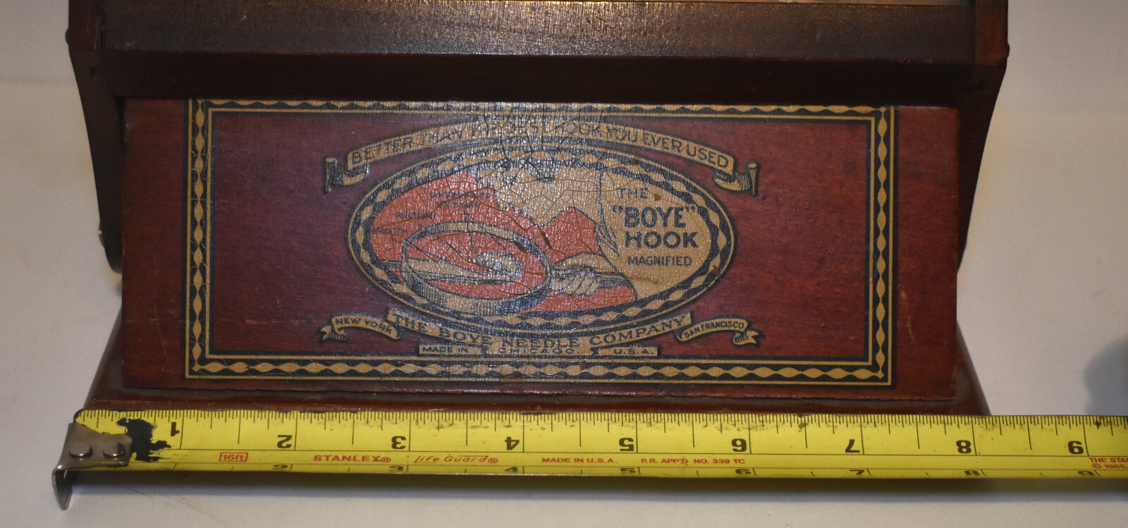 Antique 1919 Boye Needle Sewing Hook Advertising Counter Display Case ...