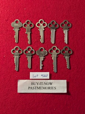 10 VINTAGE 1880's "YALE" CORRUGATED BRASS KEYS, OLD ANTIQUE LOCK & KEY ...