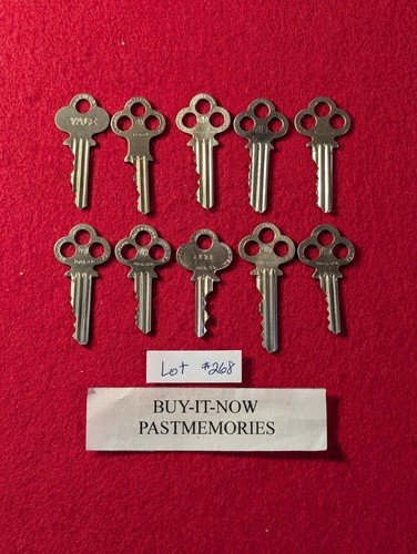 10 VINTAGE 1880's "YALE" CORRUGATED BRASS KEYS, OLD ANTIQUE LOCK & KEY ...