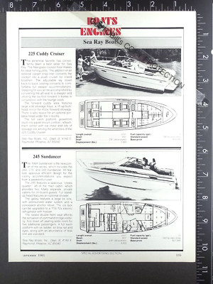 1983 1-page FEATURE, on Sea Ray 22 225 Cuddy Cruiser & 24 245 Sundancer ...