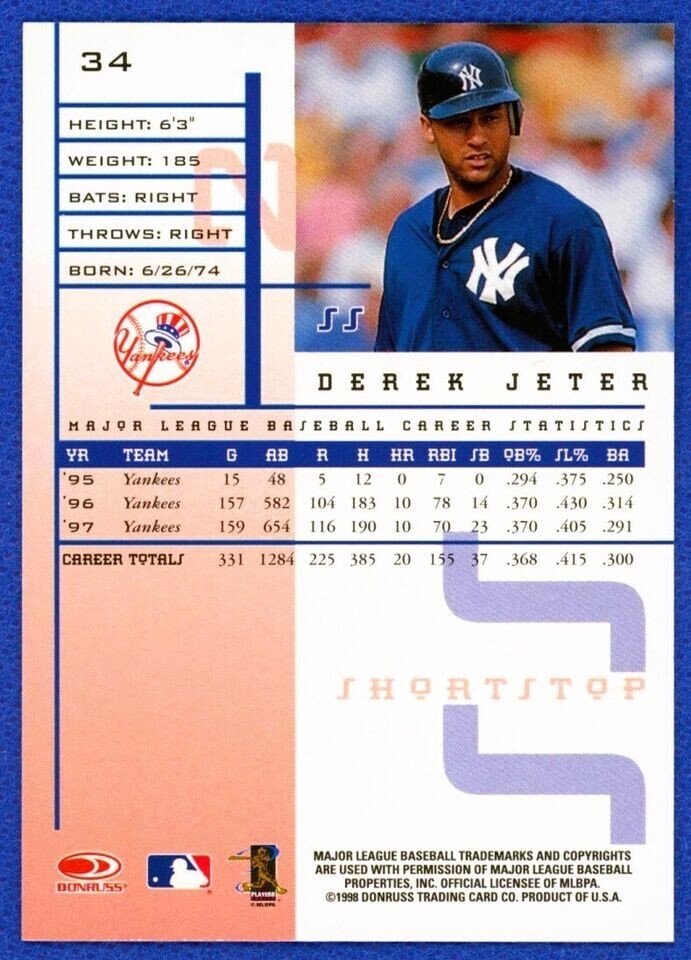Derek Jeter 1998 Leaf Rookies & Stars # 34 | eBay