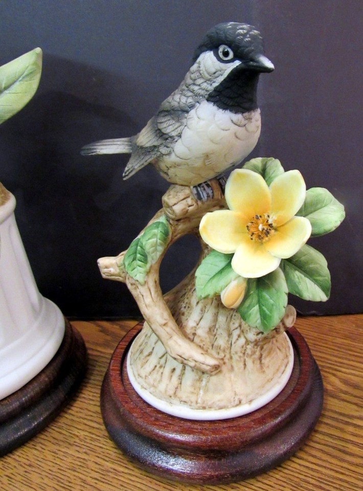 VINTAGE LOT OF 3 ANDREA BY SADEK PORCELAIN BIRD FIGURINES W/WOOD BAS ...