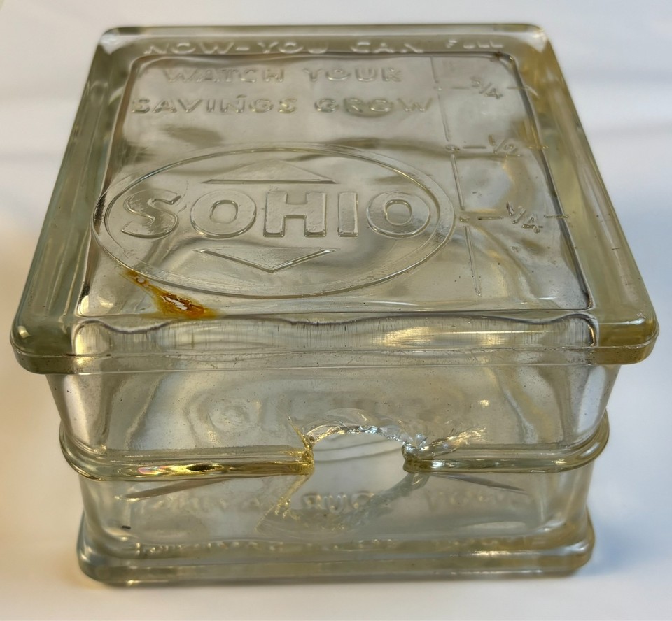 Antique Vtg 50s 60s SOHIO Standard Oil Glass Block Advertising Piggy ...