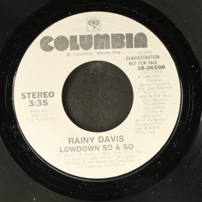 RAINY DAVIS: lowdown so & so COLUMBIA 7" Single 45 RPM | eBay