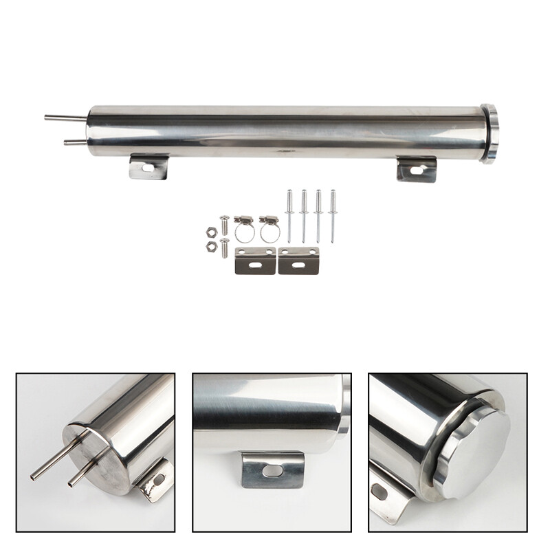 2" x 15" Polished STAINLESS Steel Radiator Overflow Tank Universal USA ...