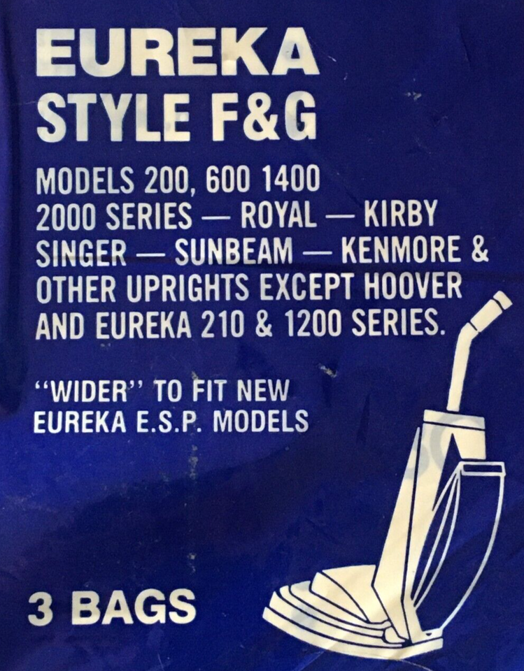 Eureka Upright Vacuum Bags Model Style F / G Paper Disposable GenVac ...