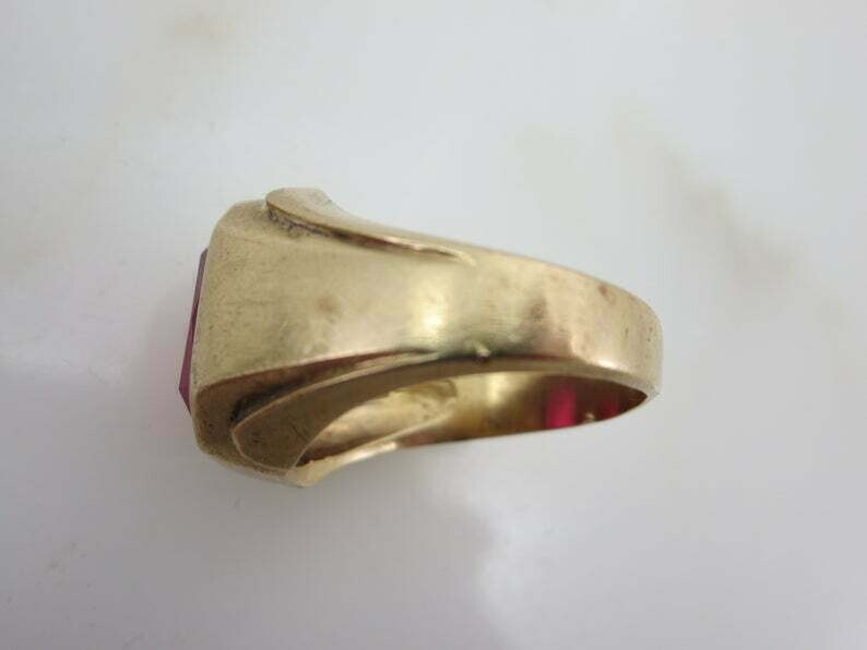 3Ct Emerald Lab Created Ruby Pinky Men' Engagement Ring 14k Yellow Gold ...