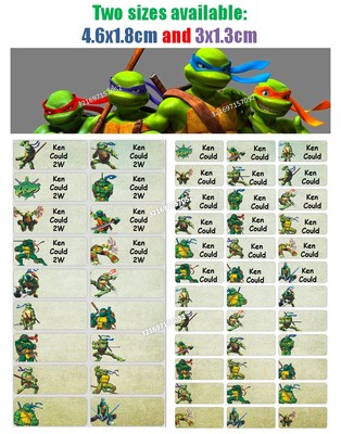 Ninja Turtle Vinyl Personalised Name Label Sticker boy school book TMNT ...