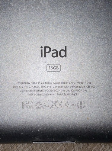 Apple iPad 16GB Model A1395 For Parts | eBay
