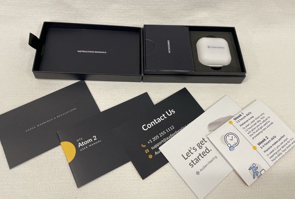 Audien Atom 2 Rechargeable OTC Hearing Aids With Charging Dock ...