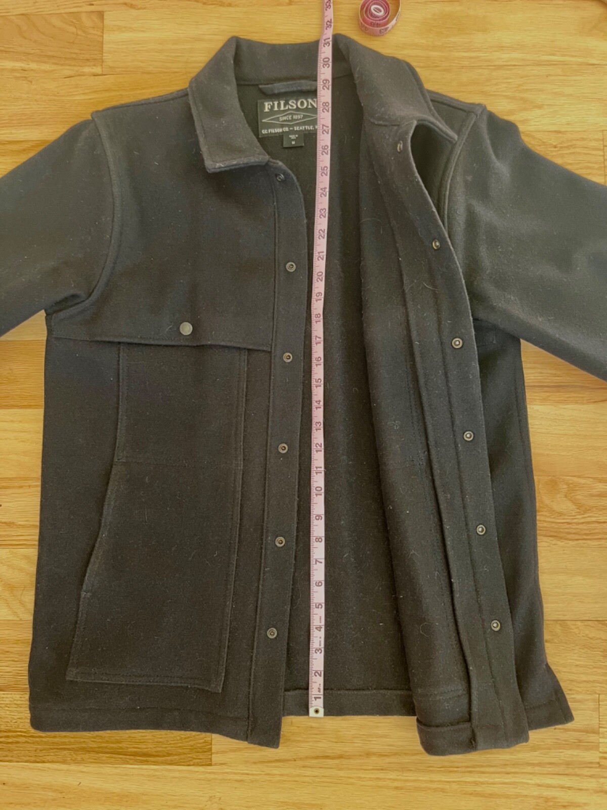 Men's C.C. Filson Wool Mackinaw Cape Coat Size Medium M Black Style 95 ...