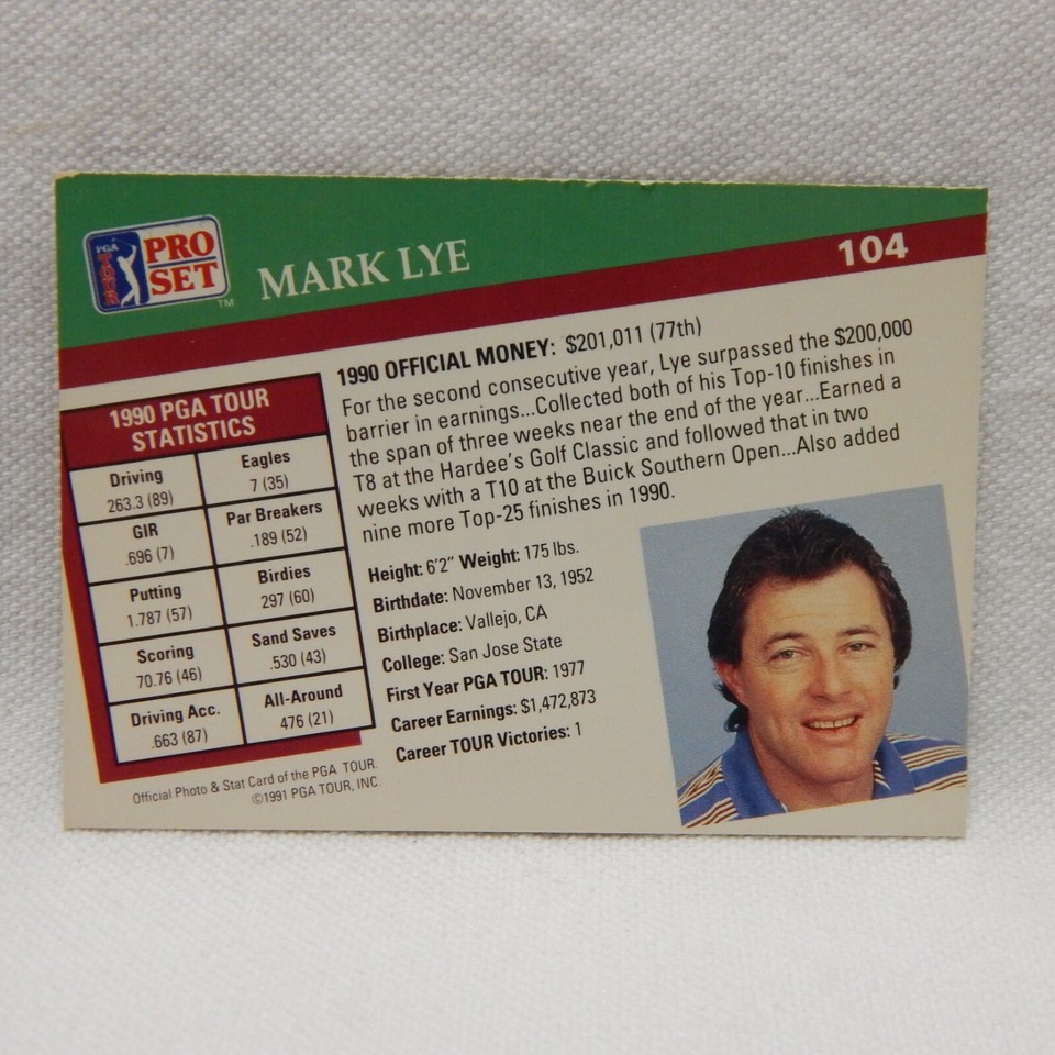 MARK LYE PGA TOUR TRADING CARD | eBay