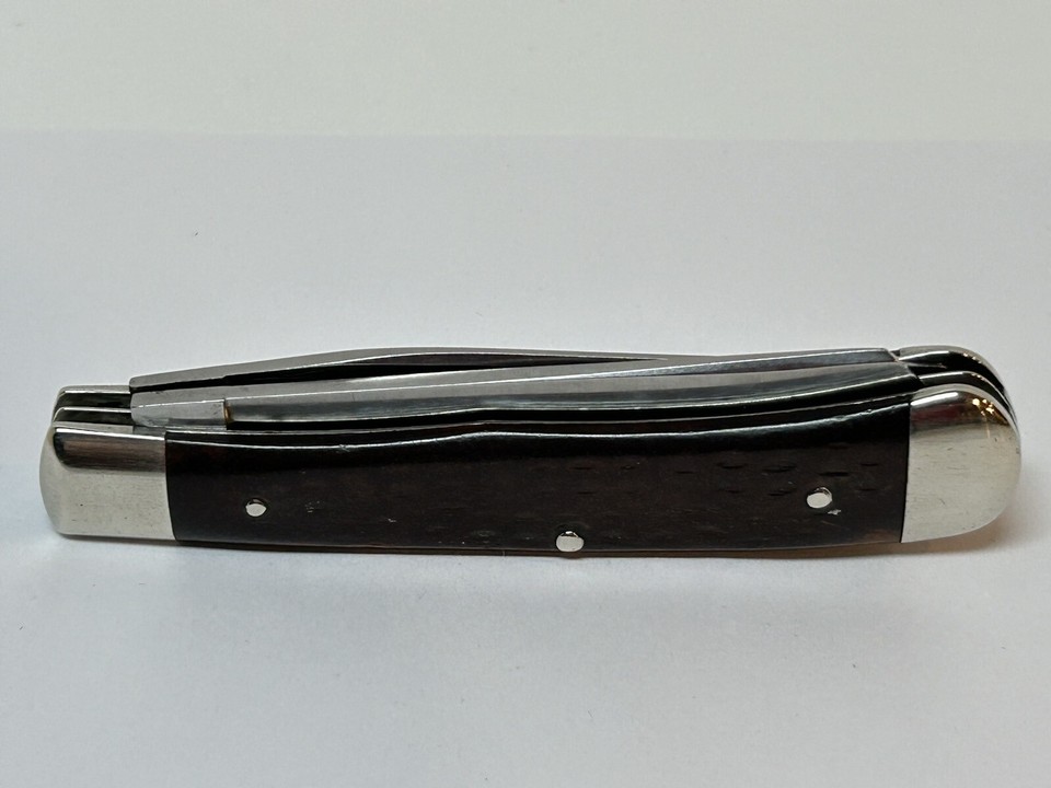 VINTAGE CASE XX PAC MAN TANG STAMP BROWN TRUE POCKET WORN KNIFE TRAPPER ...