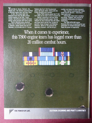 4/1988 PUB TEXTRON LYCOMING PRATT T800 US ARMY LHX HELICOPTER ENGINE ...