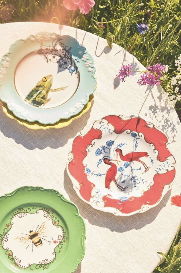 NEW ANTHROPOLOGIE HUMMINGBIRD LOVE DESSERT SIDE PLATE ARTIST LOU ROTA ...