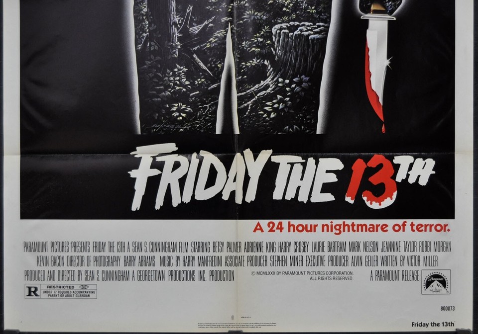 Friday The 13th 1980 ORIGINAL 27X41 MOVIE POSTER BETSY PALMER HORROR sp ...
