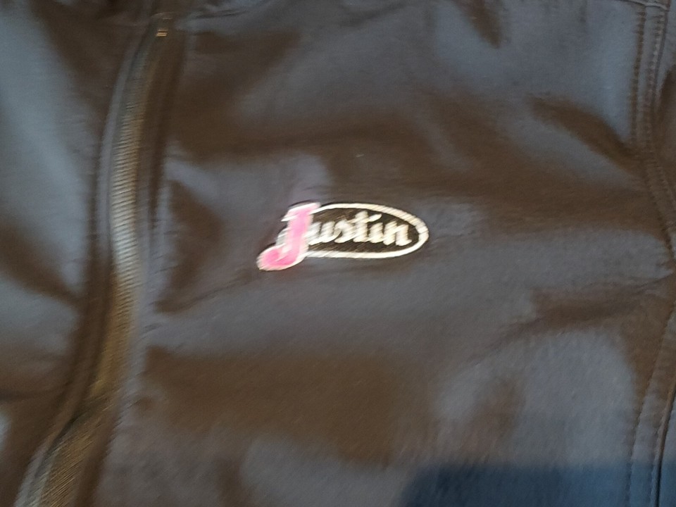 Justin Boots Nylon Windbreaker Jacket Men Small Black Zip | eBay