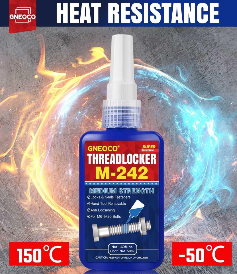 ThreadLocker Blue 242 50ml, Thread Lock Medium Strength Lock Tight for ...