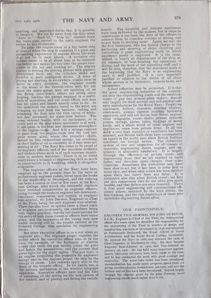1906 MILITARY PRINT ARTICLE ENGINEERING IN THE NAVY | eBay