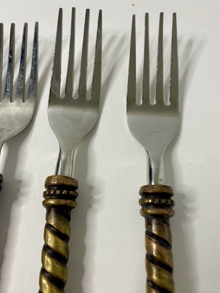 4 Gracious Goods Collection Acanthus Fleur de lis Stainless Dinner ...