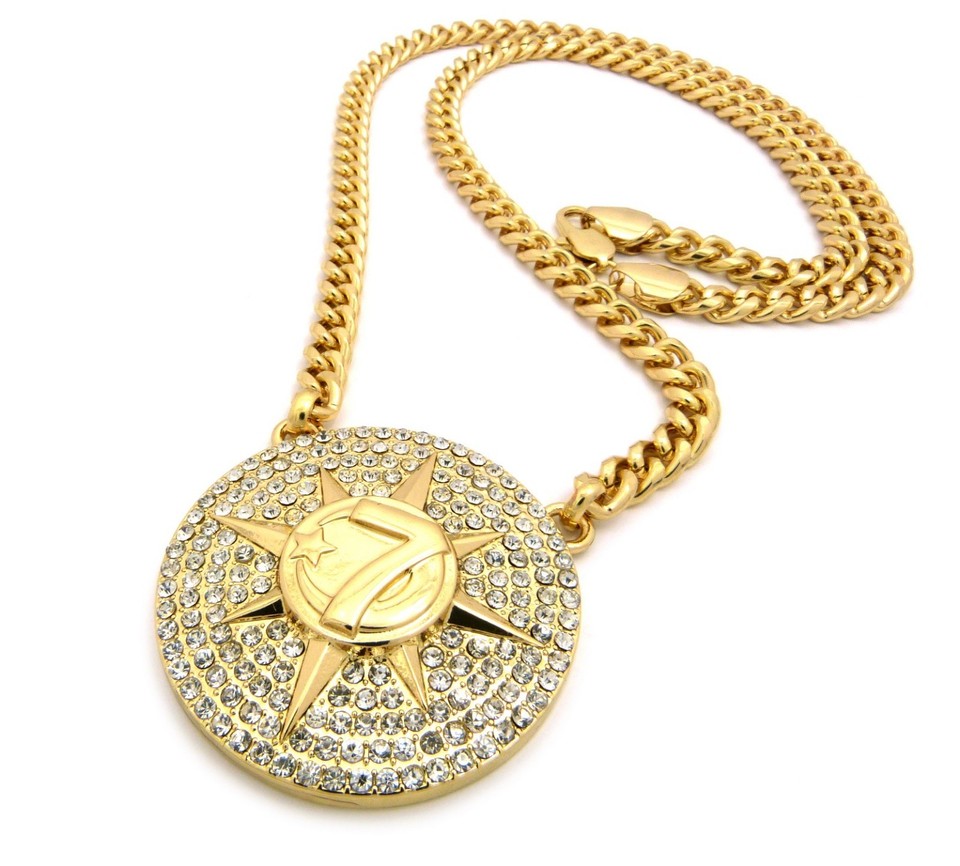 5 PERCENTER 7 Star Pendant 8mm 30" Cuban Link Chain Hip Hop Necklace ...