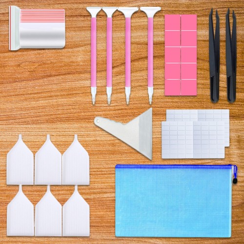 Angled Tip Point Drill Pen Tweezers Pen Tray Set Kits DIY Sewing Crafts ...