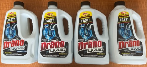 Pack of 4 Drano Liquid Value Size 80 FL OZ (2.5 QT) Each Pipe Protect ...