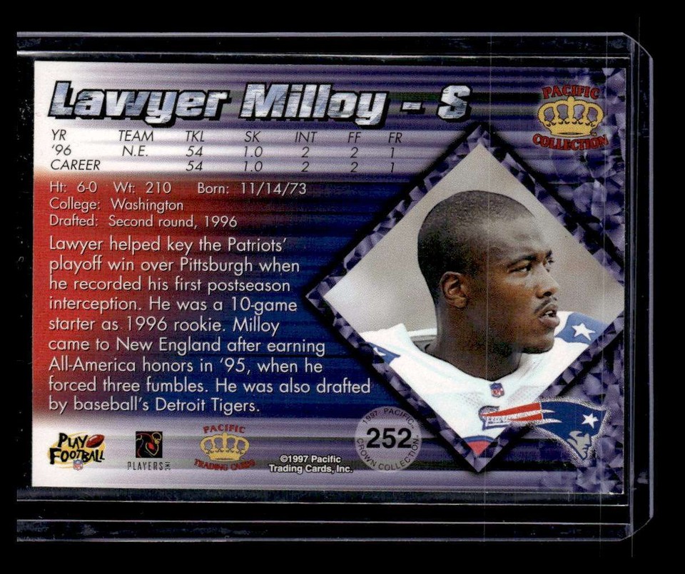 Lawyer Milloy 1997 Pacific Crown Collection Bronze #252 | eBay