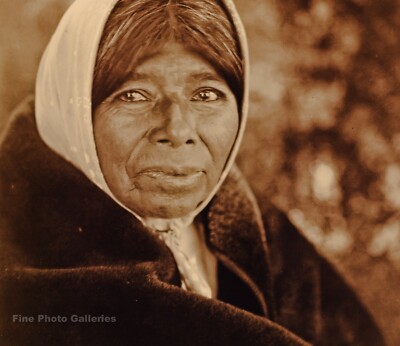 1924/90 EDWARD CURTIS Napa Valley Wappo Matron Indian Woman GOLDTONE ...