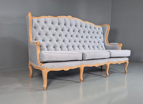 Vintage Rococo Style Settee Pale Blue and Light Oak Reproduction EB7987 ...