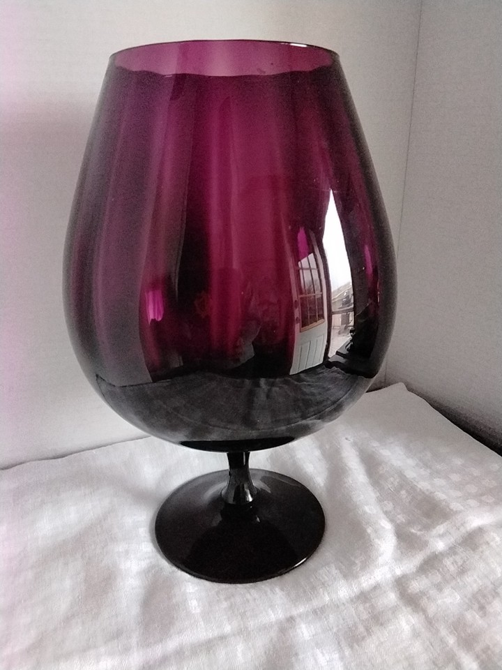 Large Oversized Amethyst Purple Brandy Snifter Compote On Pedestal 12"T ...