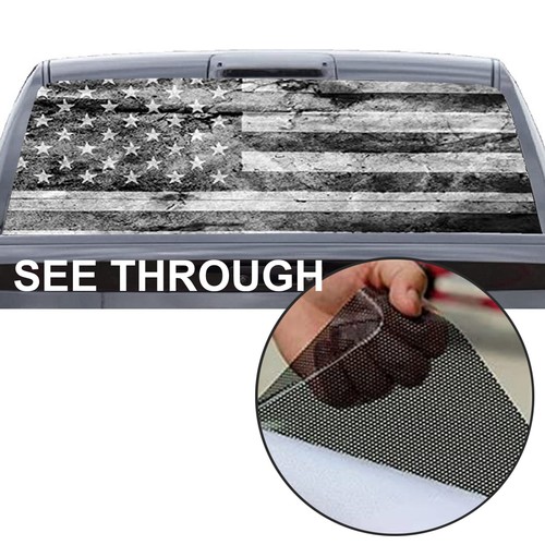 Truck Back Window American Flag See Through Rear Decal Wrap Tint For ...