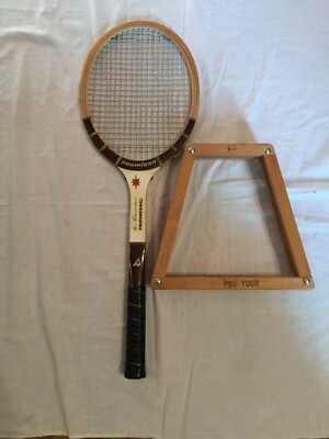 KEN ROSEWALL Tennis ~ Vintage Seamless Wooden Racquet With Wooden Press ...