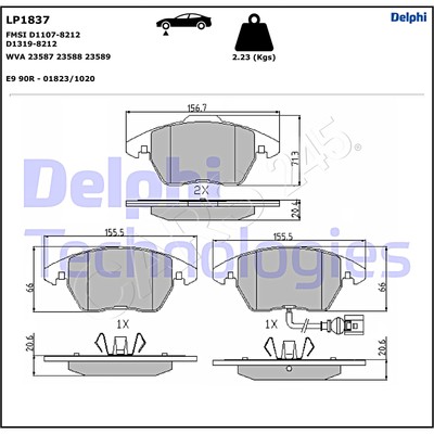 DELPHI Disc Brake Pad Set For VW SEAT SKODA AUDI Beetle Caddy III Cc ...