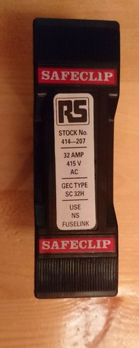 SC32H 32A 415V Front Connected Black Safeclip Fuse Holder RS 414 - 207 ...