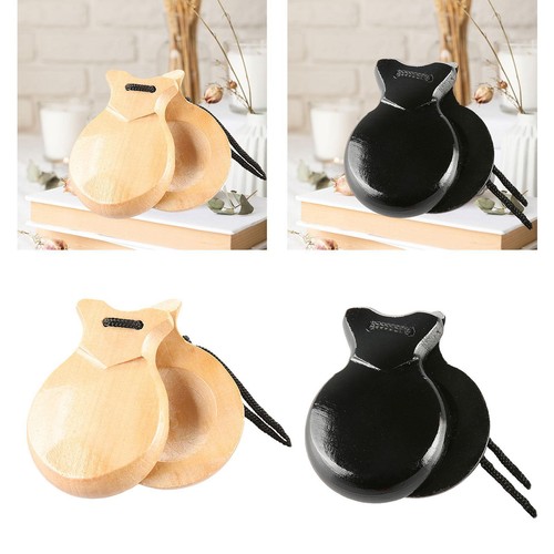 2x Solid Wood Spanish Clapper Handmade Castanets for Childrens Day Gift ...