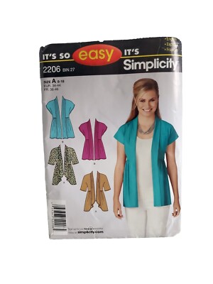 Simplicity Pattern 2206 Plus Size 8-18 Easy Open Front Knit Cardigan ...
