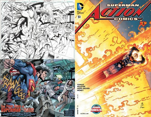Action Comics #51 Original Art Double Page Splash Superman SIGNED Paul ...