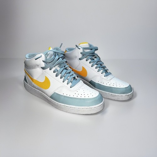 Nike Court Vision Mid - Baby Blue, Yellow, White - M8.5 - W10 -F13998 ...