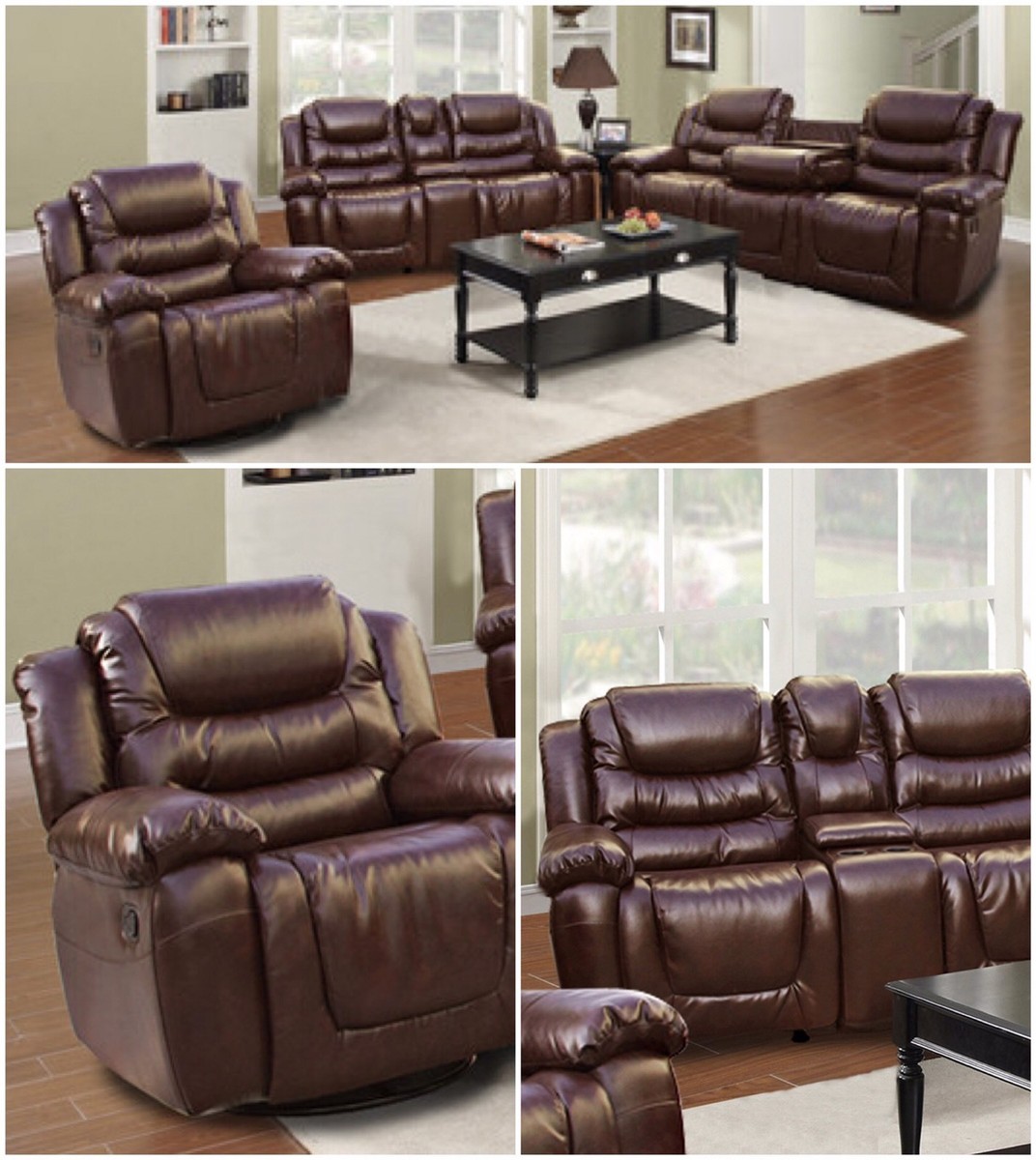 Brown Bonded Leather Sofa Bed And Loveseat Set | Baci Living Room