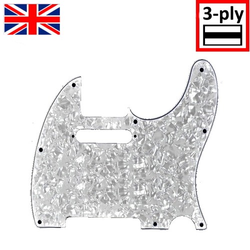 3-ply Tele Tele Style Scratchplate + 8 SCREWS White Pickguard Scratch ...