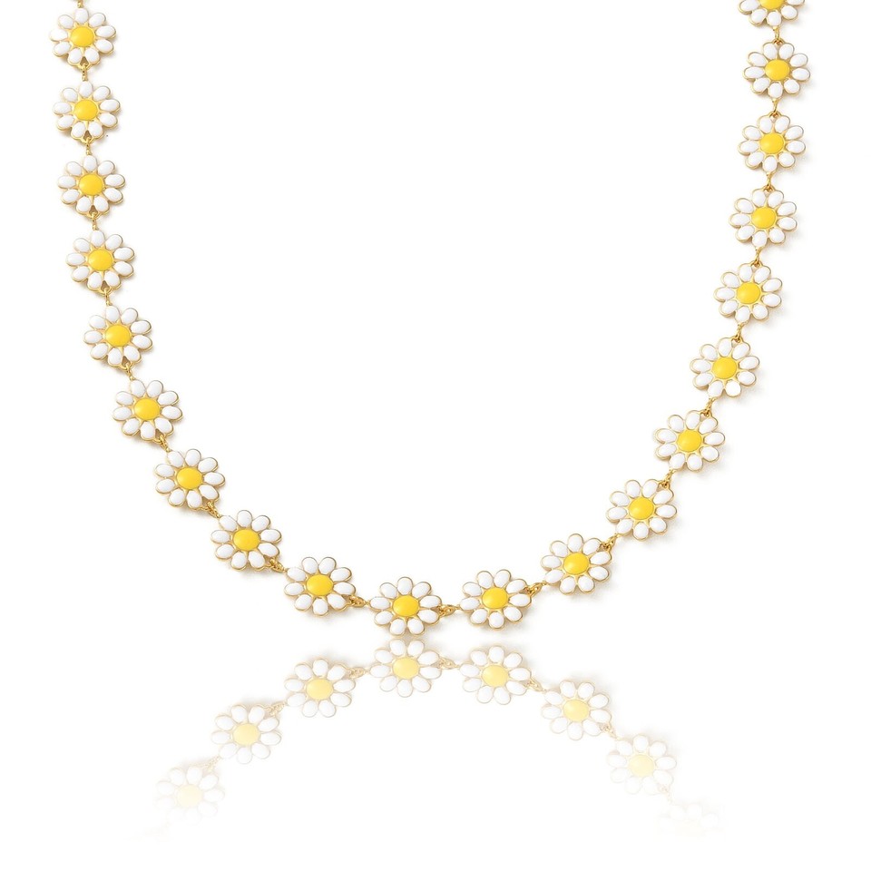 1m Enamel Floral Daisy Flower Link Chains for Bracelet Necklace Jewelry ...