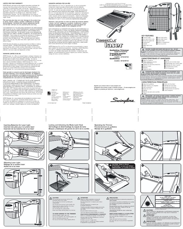 Used Acco Swingline Classic Cut Paper Cutter w Laser Guide (Model 9715 ...