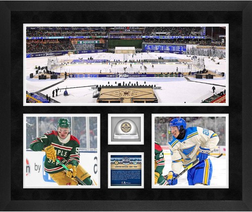 Minnesota Wild vs Blues 2022 Winter Classic FRMD 20x24 3 Collage w/ GU ...