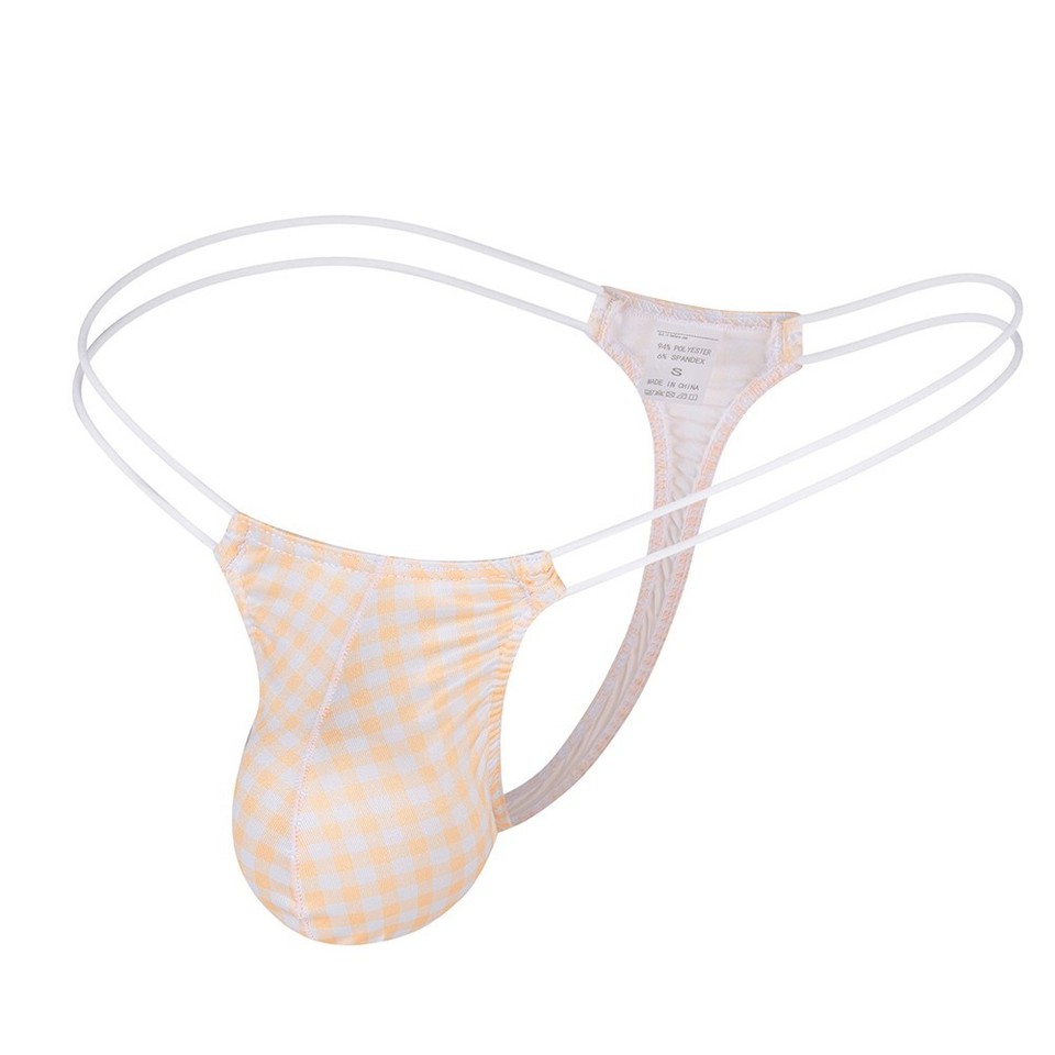 Plaid Pattern Mens Thongs Low Waist Underwear Bulge Pouch G String ...